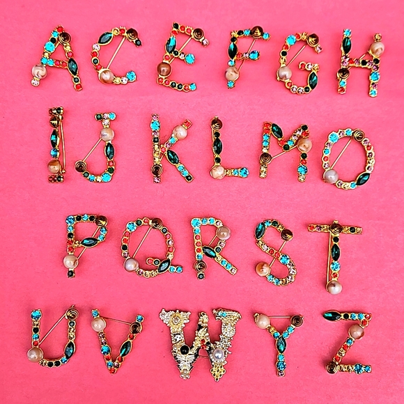 Accessories | Alphabet Letters Glam Brooches Pins | Poshmark
